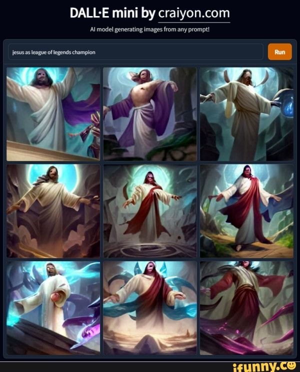 DALLE mini by model generating images from any prompt! jesus as league ...