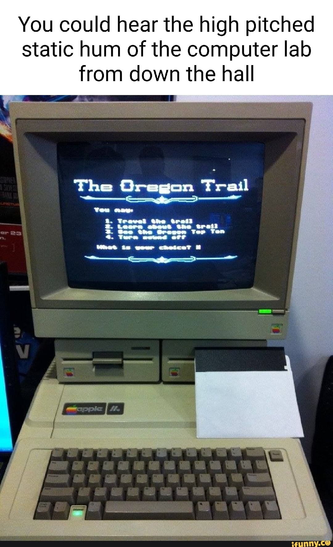 You could hear the high pitched static hum of the computer lab from ...