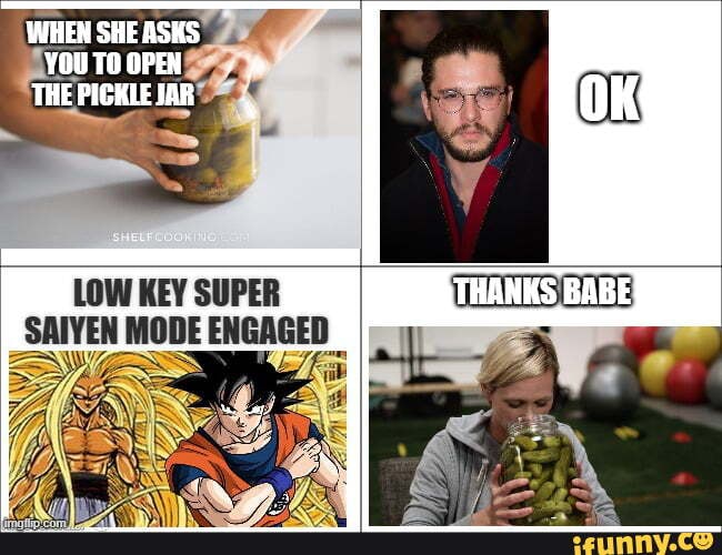 WHEN SHE ASKS YOUTOOPEN THE PICKLE JAR OK THANKS BABE AGED - iFunny Brazil