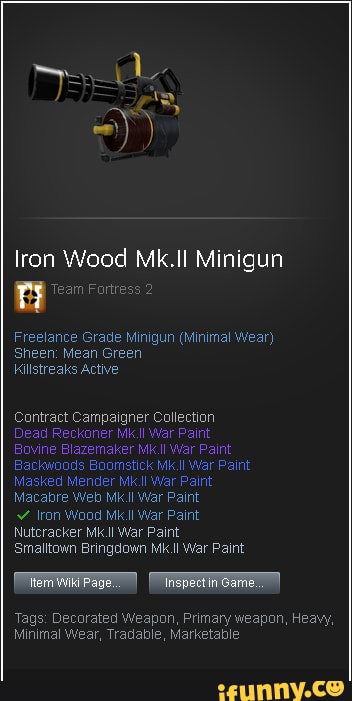 Iron Wood Mk.II Minigun Team Fortress 2 Freelance Grade Minigun ...