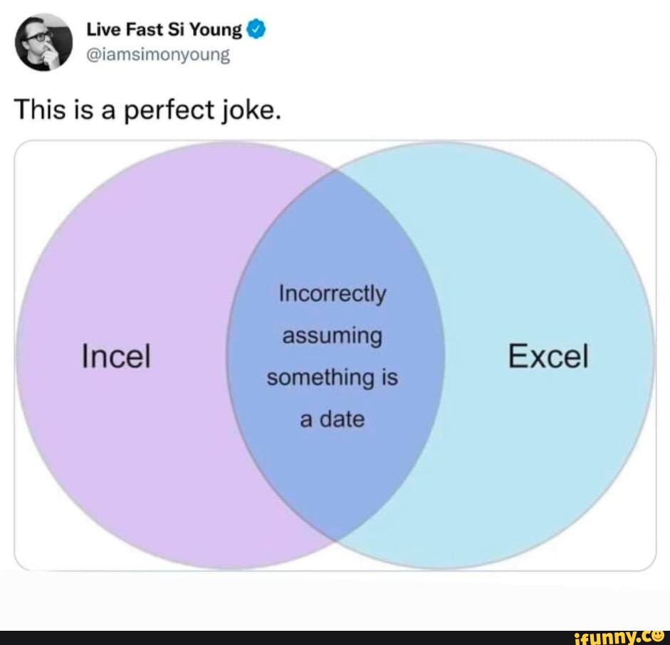 Fast Si Young This is a perfect joke. Incorrectly assuming Incel Excel ...