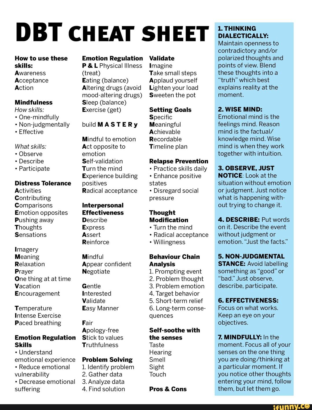 A cheat sheet for DBT. - DBT CHEAT SHEET How to use these skills ...