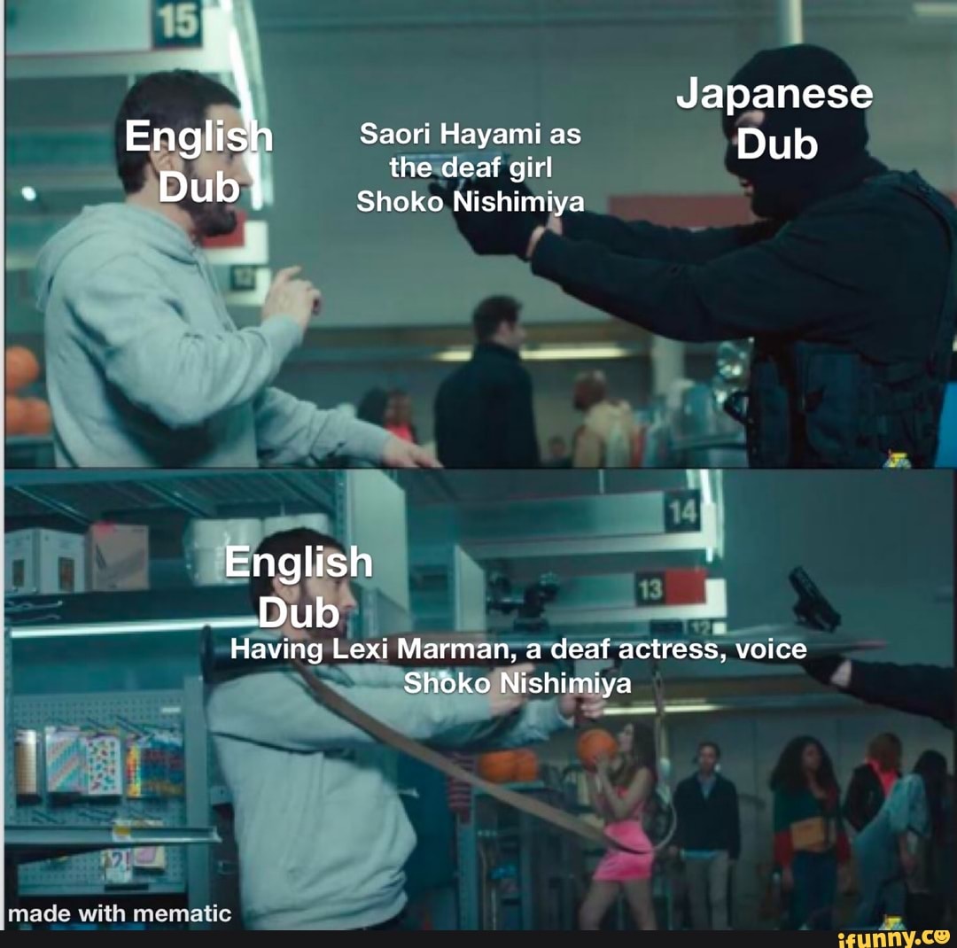 \ Japanese English Saori Hayami as Dub the deaf girl Dub Shoko ...