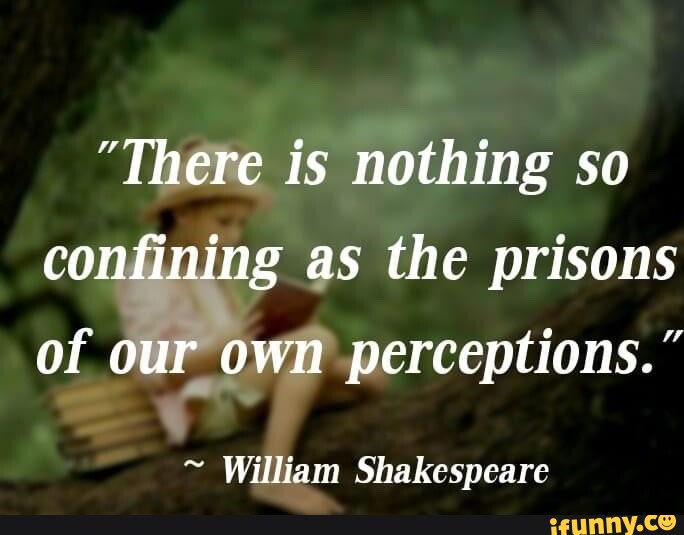 "There is nothing so confining as the prisons of our own perceptions ...