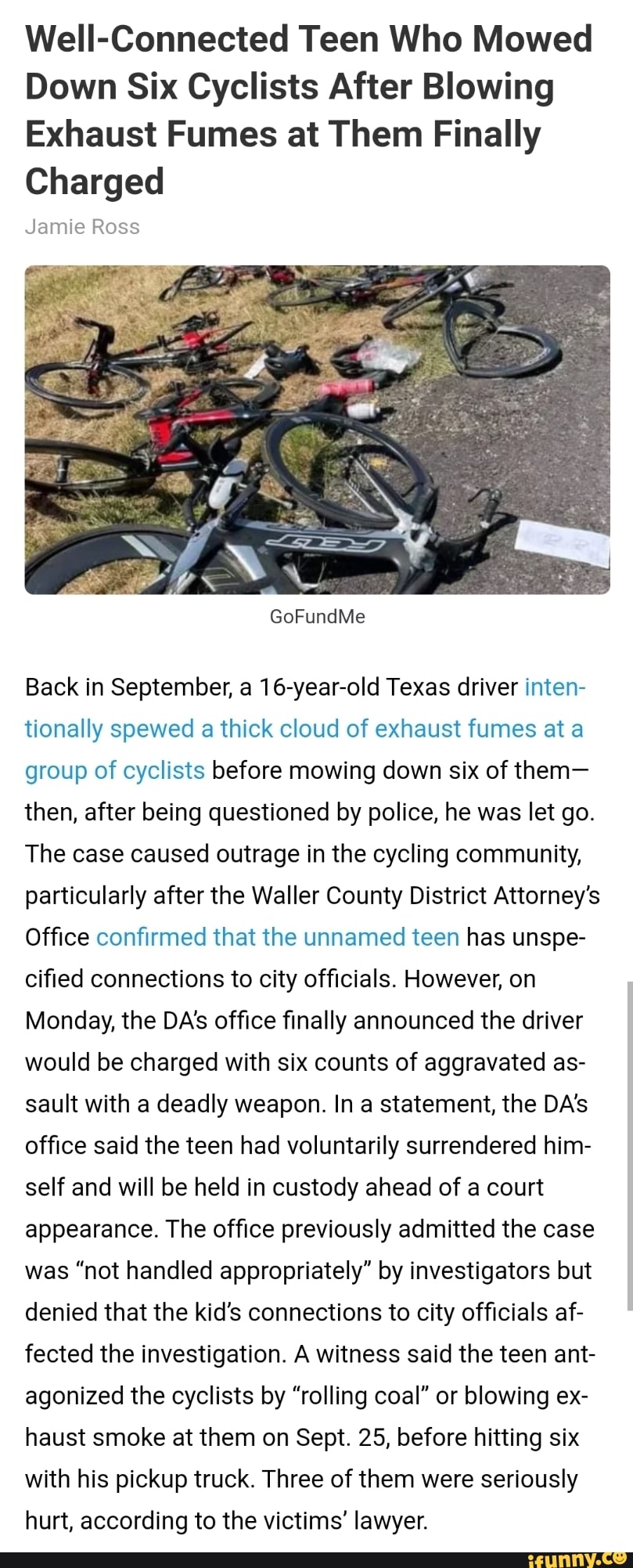 Well-Connected Teen Who Mowed Down Six Cyclists After Blowing Exhaust ...