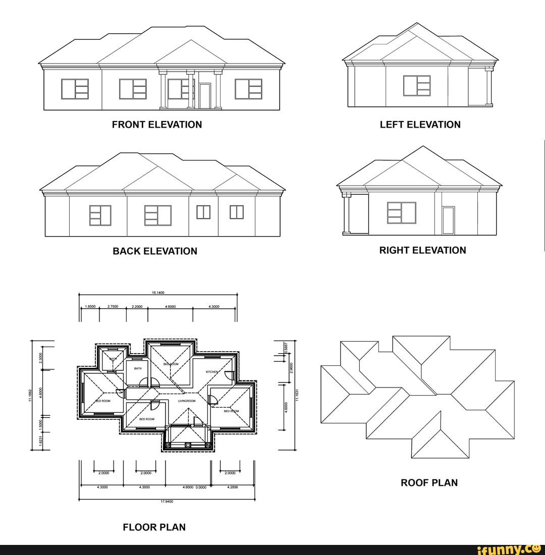 HOUSE PLAN BY MG BEATZ 2021 ADJUSTMENTS - FRONT ELEVATION LEFT ELEVATION BACK ELEVATION RIGHT ...