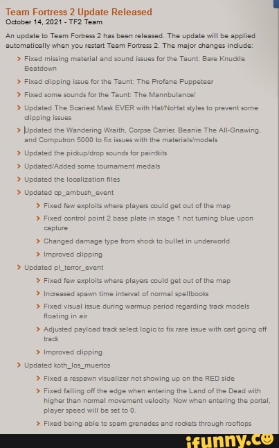 Team Fortress 2 Update Released October 14, 2021 Team 'An update Team ...