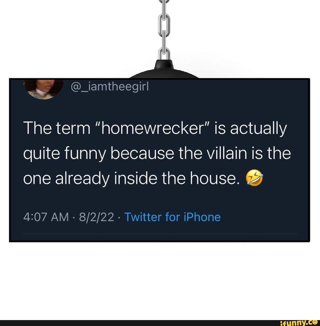 The term "homewrecker" is actually quite funny because the villain is ...
