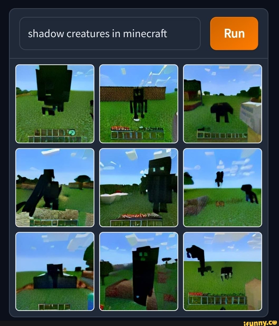 Shadow creatures in minecraft Run - iFunny Brazil