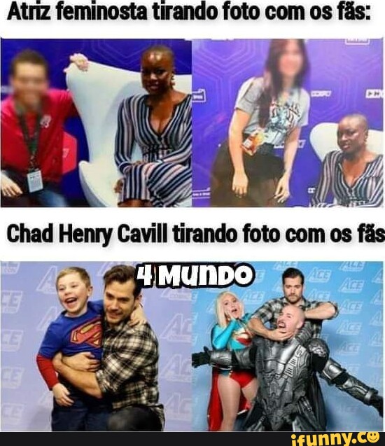 Atriz feminosta tirando foto com os fãs: Chad Henry Cavill tirando foto ...