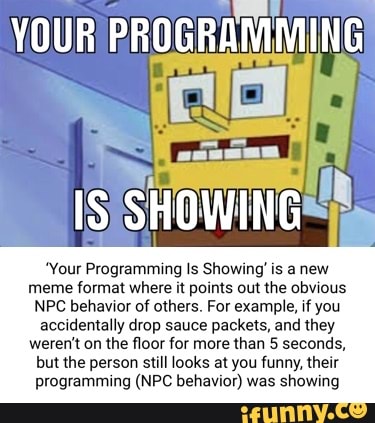 YOUR PROGRAMMING IS SHOWING "Your Programming Is Showing' is a new meme ...