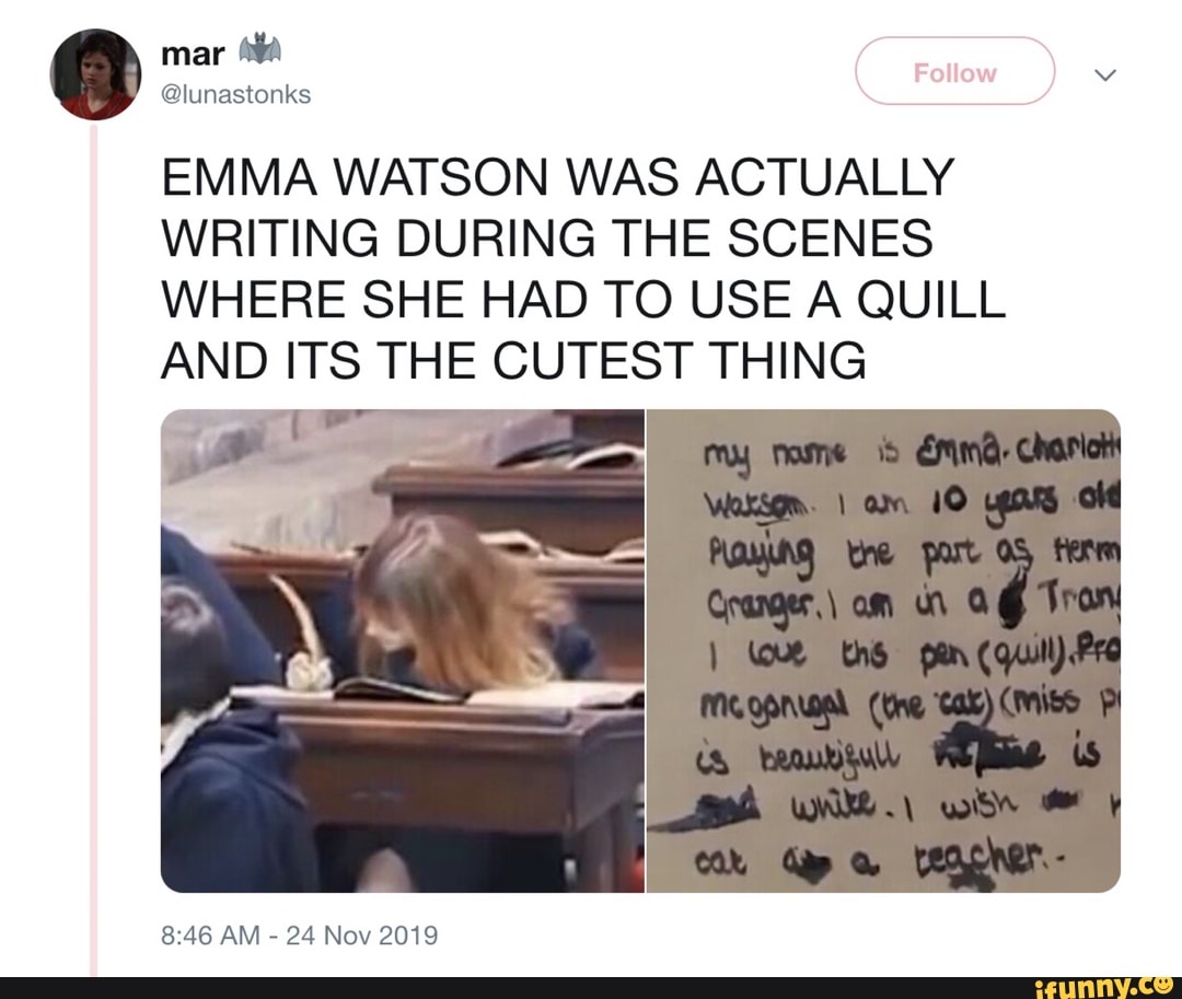 A mar tb EMMA WATSON WAS ACTUALLY WRITING DURING THE SCENES WHERE SHE ...