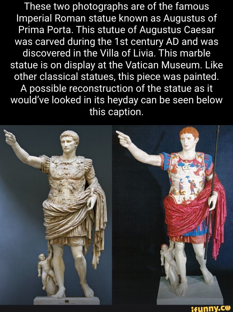 These two photographs are of the famous Imperial Roman statue known as ...