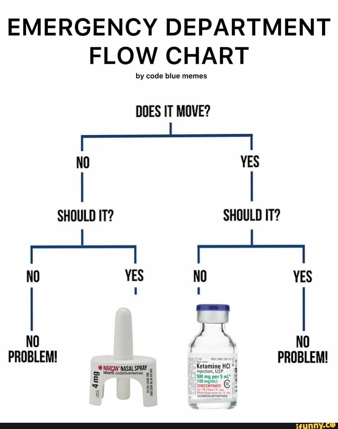 EMERGENCY DEPARTMENT FLOW CHART by code blue memes DOES IT MOVE? NO YES ...