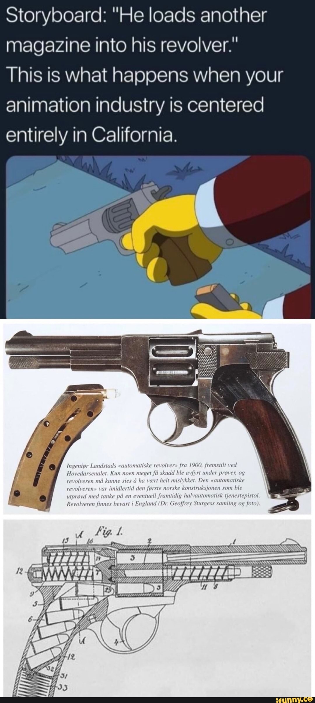 Storyboard: "He loads another magazine into his revolver." This is what ...