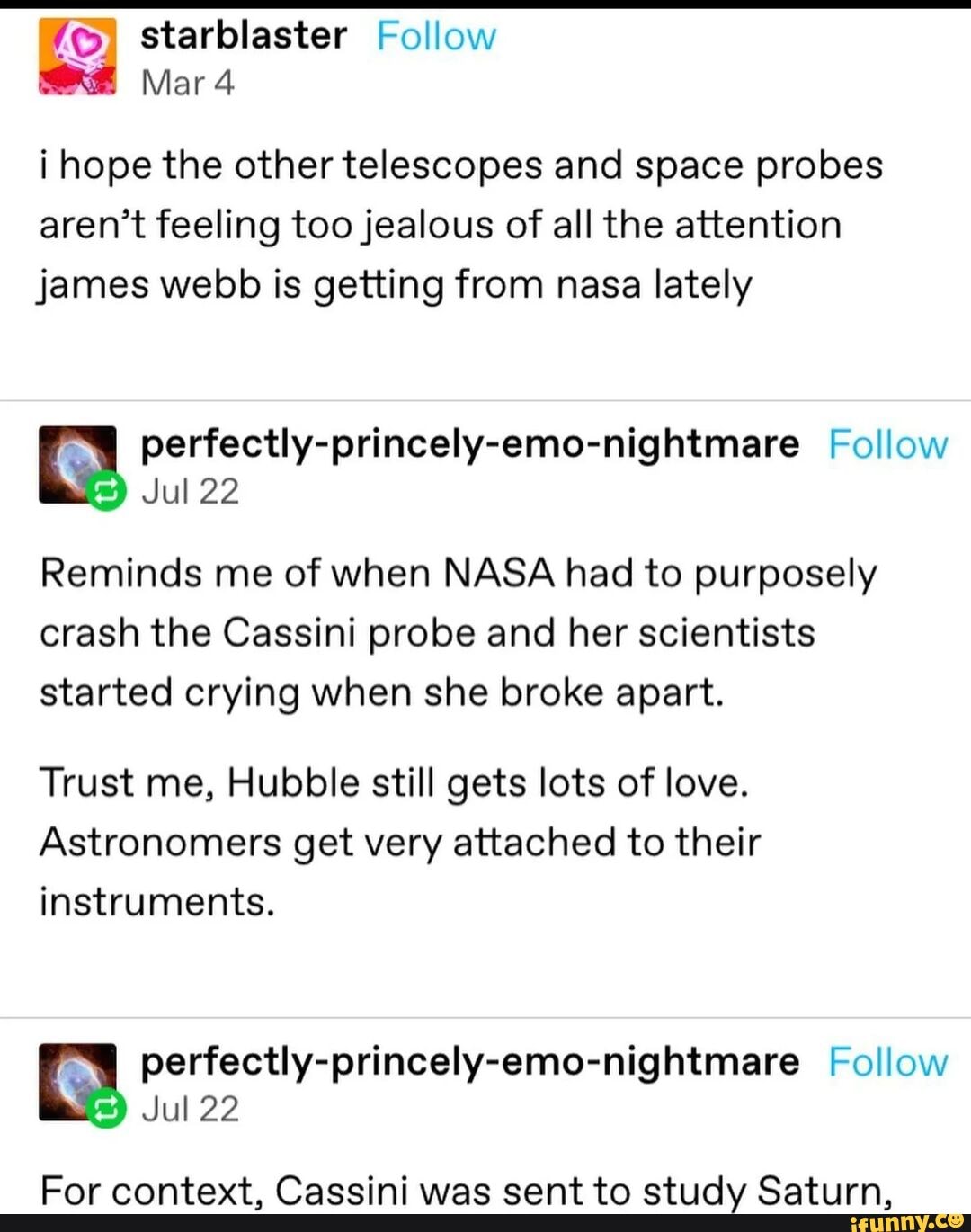 Starblaster Follow Mar 4 i hope the other telescopes and space probes ...