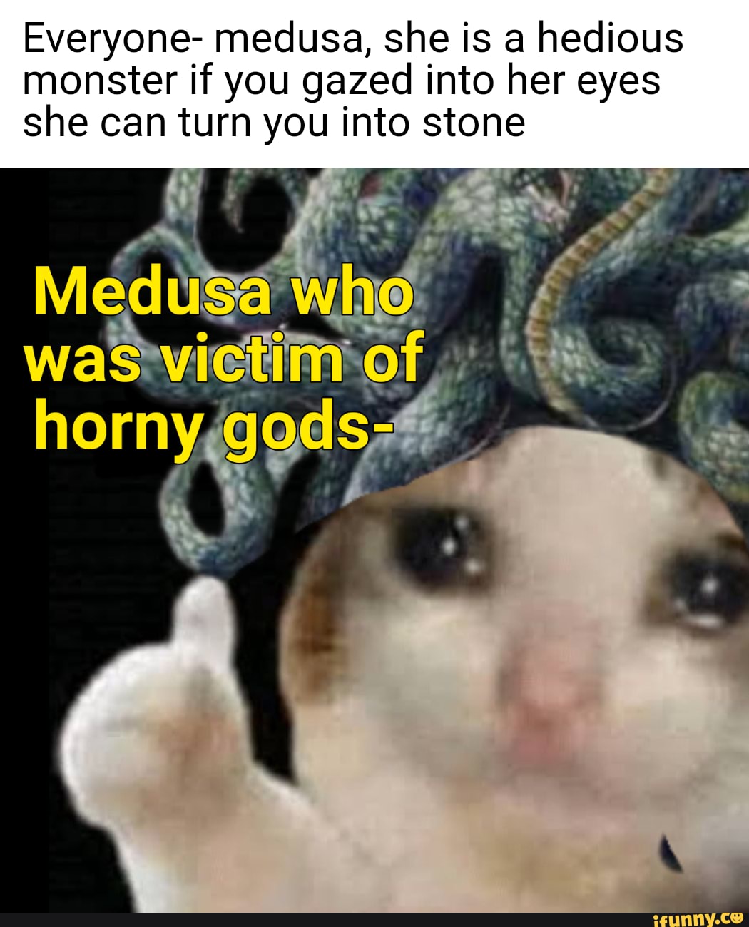 Everyone- medusa, she is a hedious monster if you gazed into her eyes ...