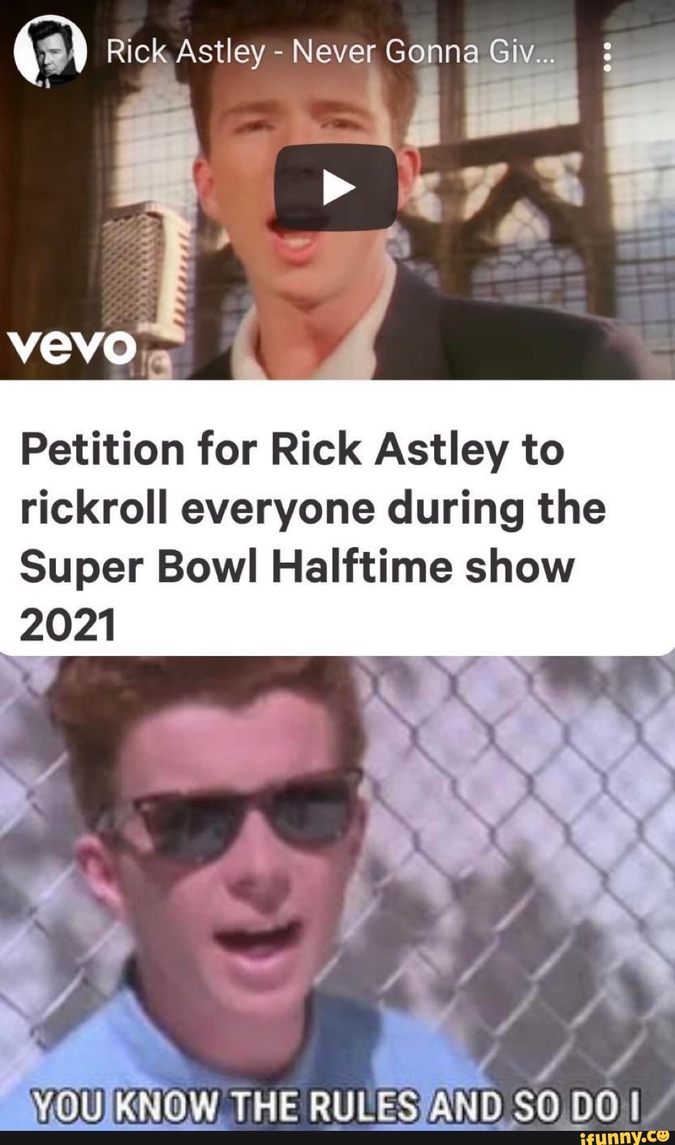 Rick Astley - Never Gonna Giv... vevo Petition for Rick Astley to ...