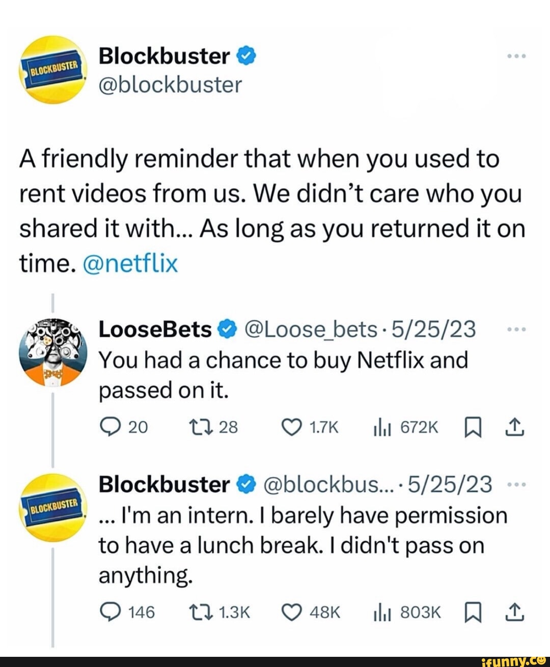 Blockbuster @ @blockbuster A friendly reminder that when you used to ...