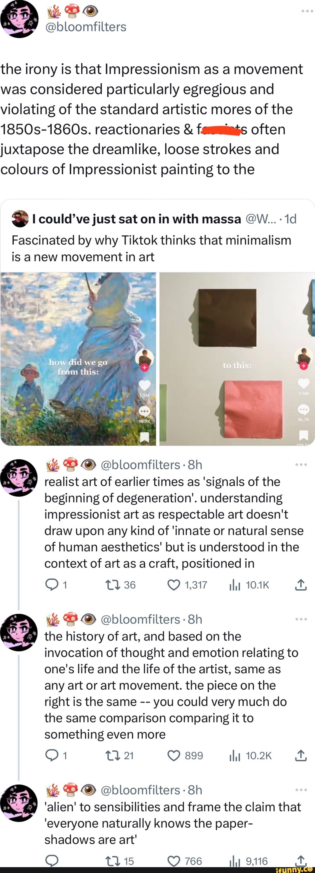 ED) BOO the irony is that Impressionism as a movement was considered ...