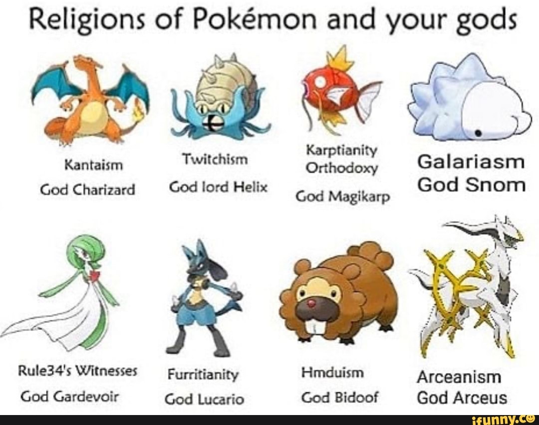 Religions of Pokemon and your gods Kantaism Twitchism Orthodoxy ...