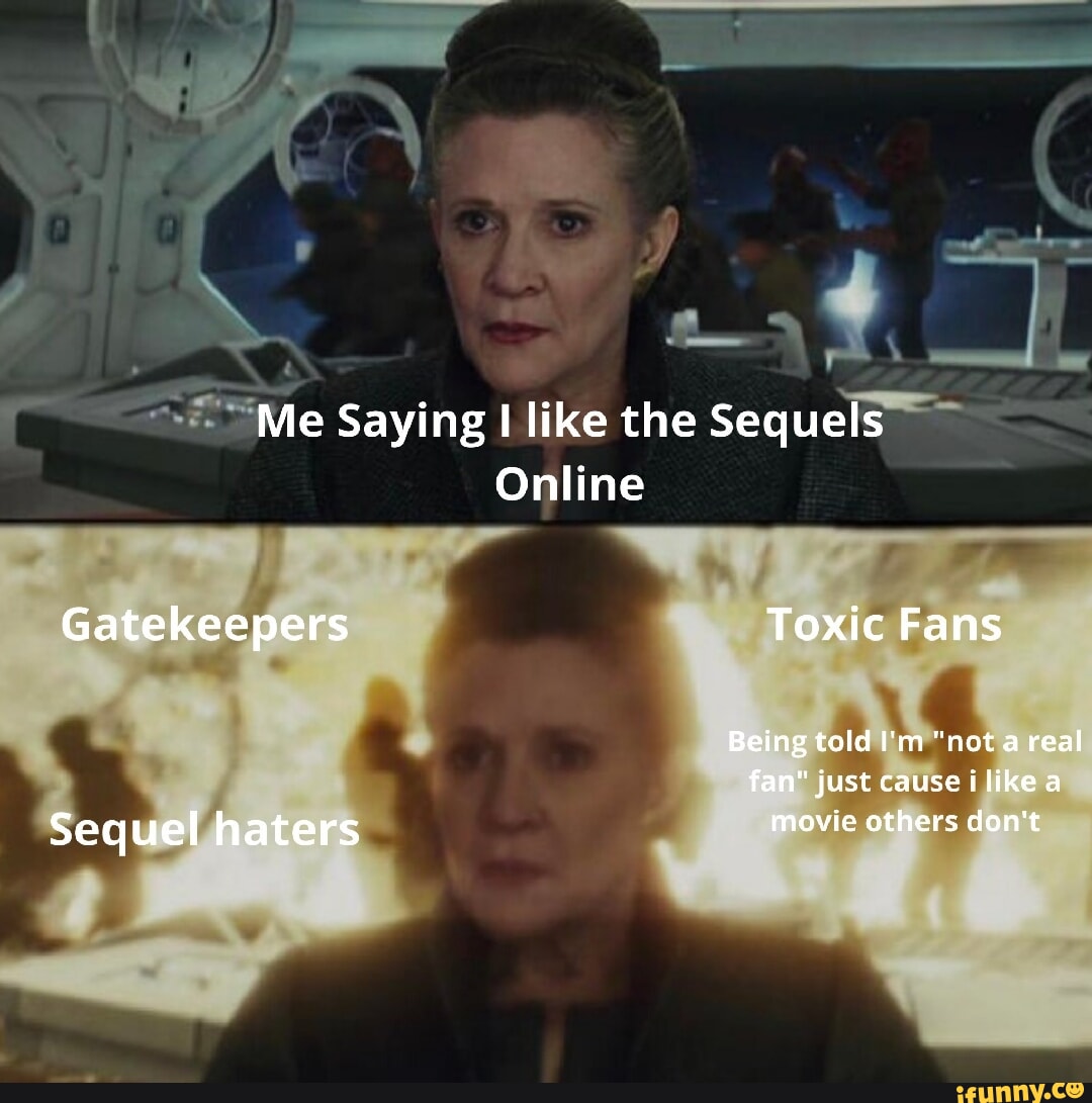 Me Saying I like the Sequels Online Gatekeepers Toxic Fans Being told I ...