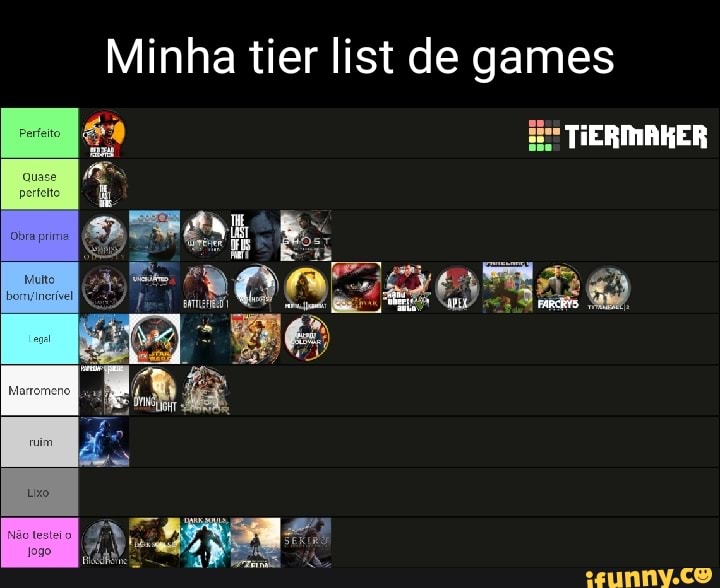 Minha tier list de games TIERMAKER - iFunny Brazil