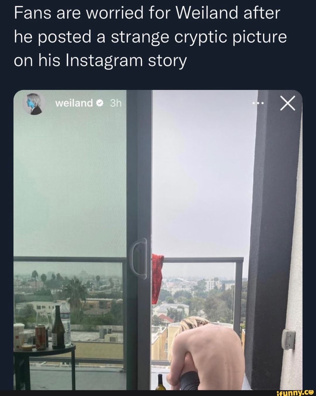 Fans are worried for Weiland after he posted a strange cryptic picture ...