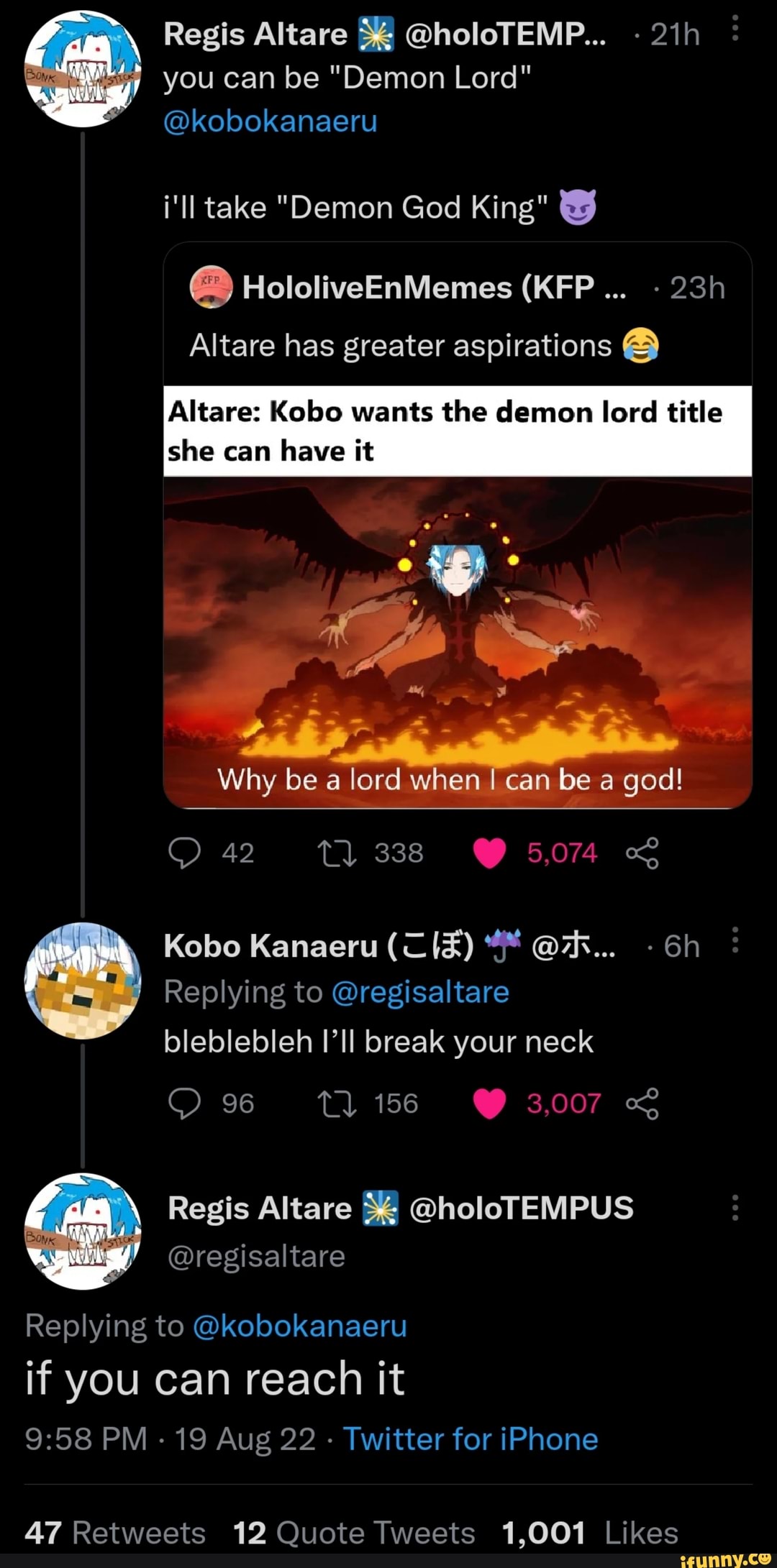Regis Altare @holoTEMP... you can be "Demon Lord" @kobokanaeru i'll ...