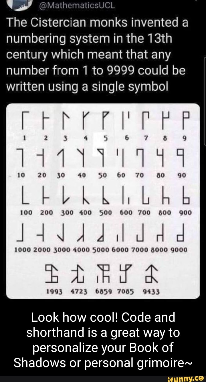 @MathematicsUCL The Cistercian monks invented a numbering system in the ...