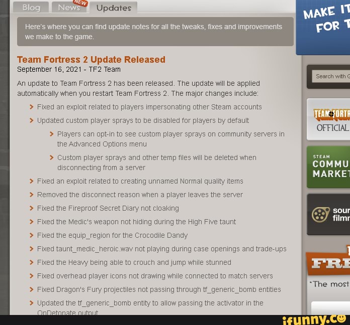 Here's where you can find update notes for all the tweaks, fixes and ...