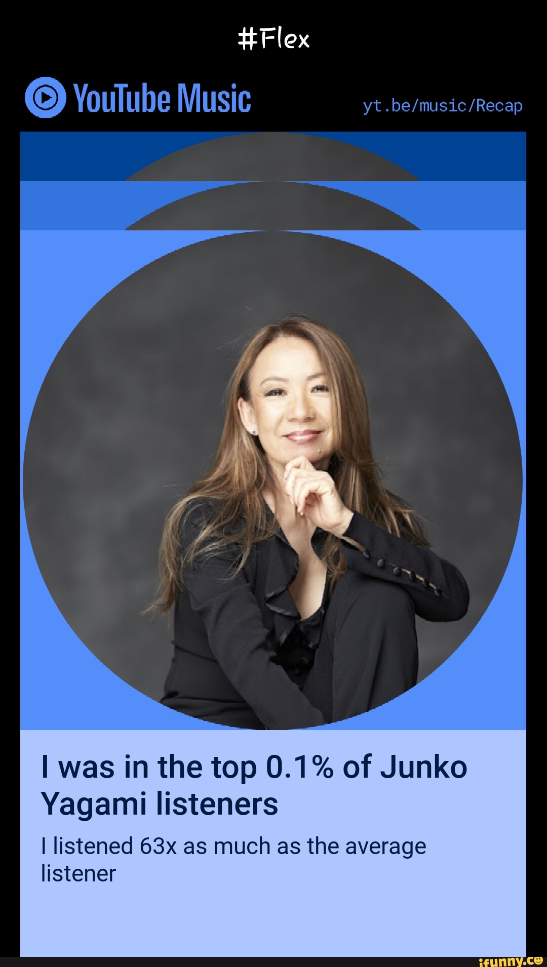 #Flex YouTube Music yt "Recap I was in the top 0.1% of Junko Yagami listeners I listened as much ...