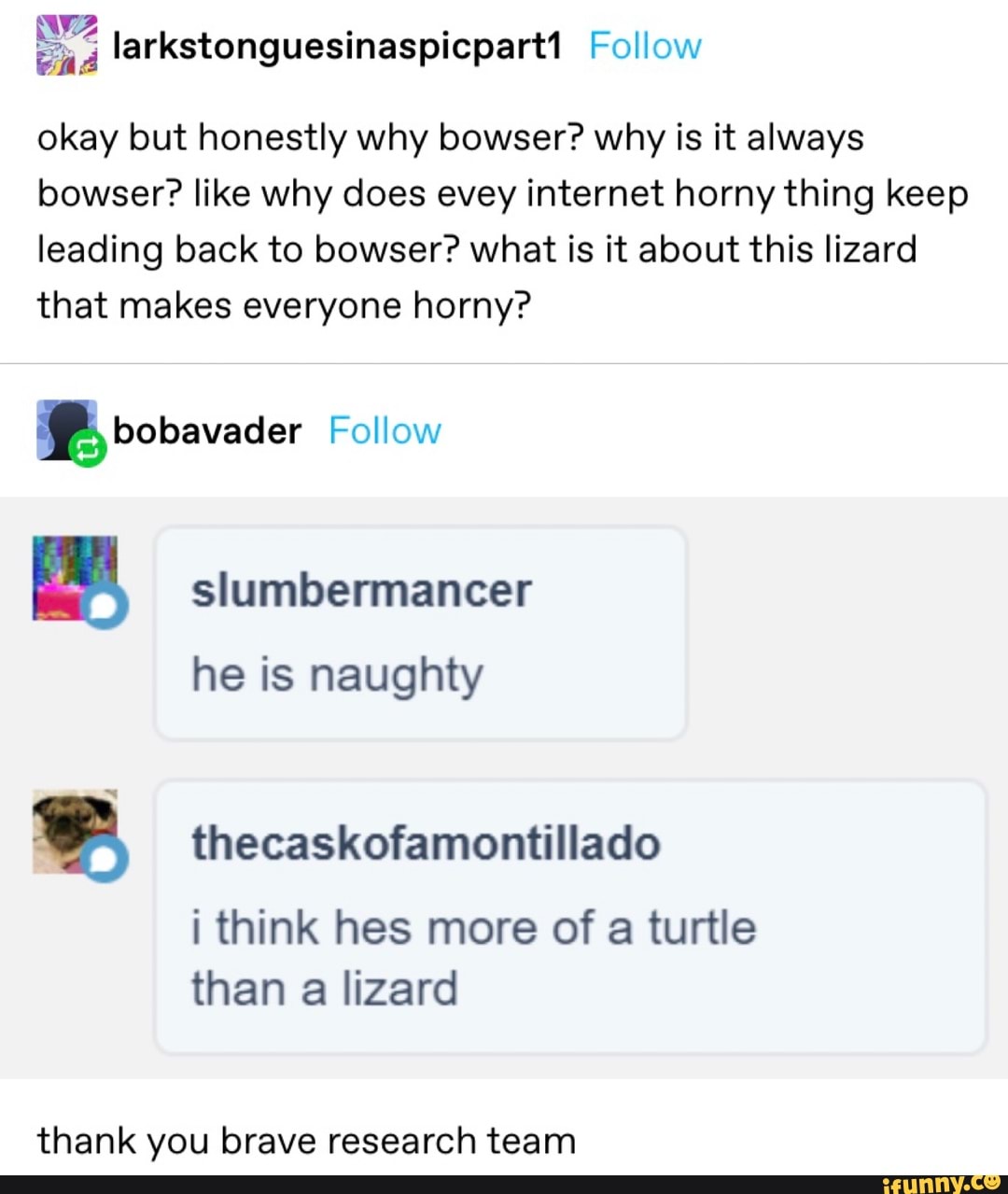 Okay but honestly why bowser? why is it always bowser? like why does ...