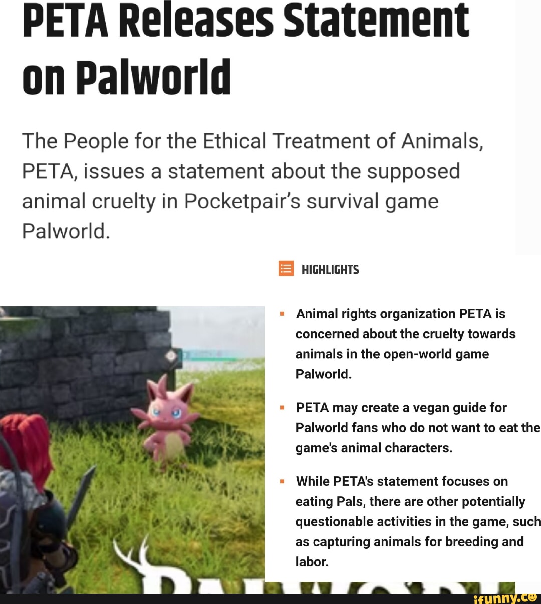 PETA Releases Statement on Palworld The People for the Ethical ...