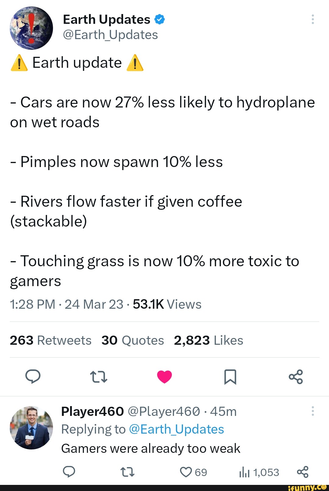 Earth Updates @ @Earth Updates A Earth update I - Cars are now 27% less ...