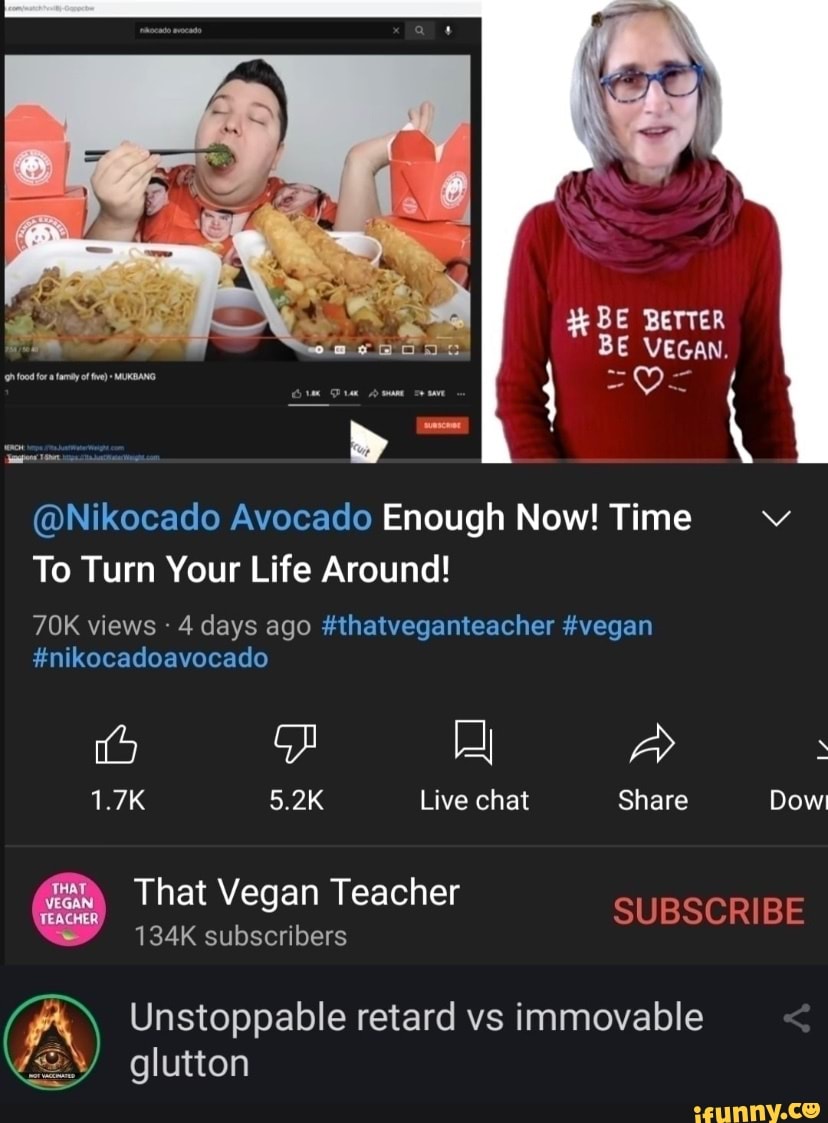 BE BE VEGAN. @Nikocado Avocado Enough Now! Time To Turn Your Life ...