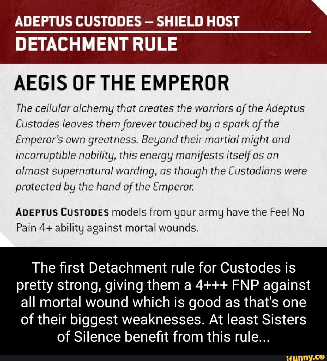 ADEPTUS CUSTODES - SHIELD HOST DETACHMENT RULE AEGIS OF THE EMPEROR The ...