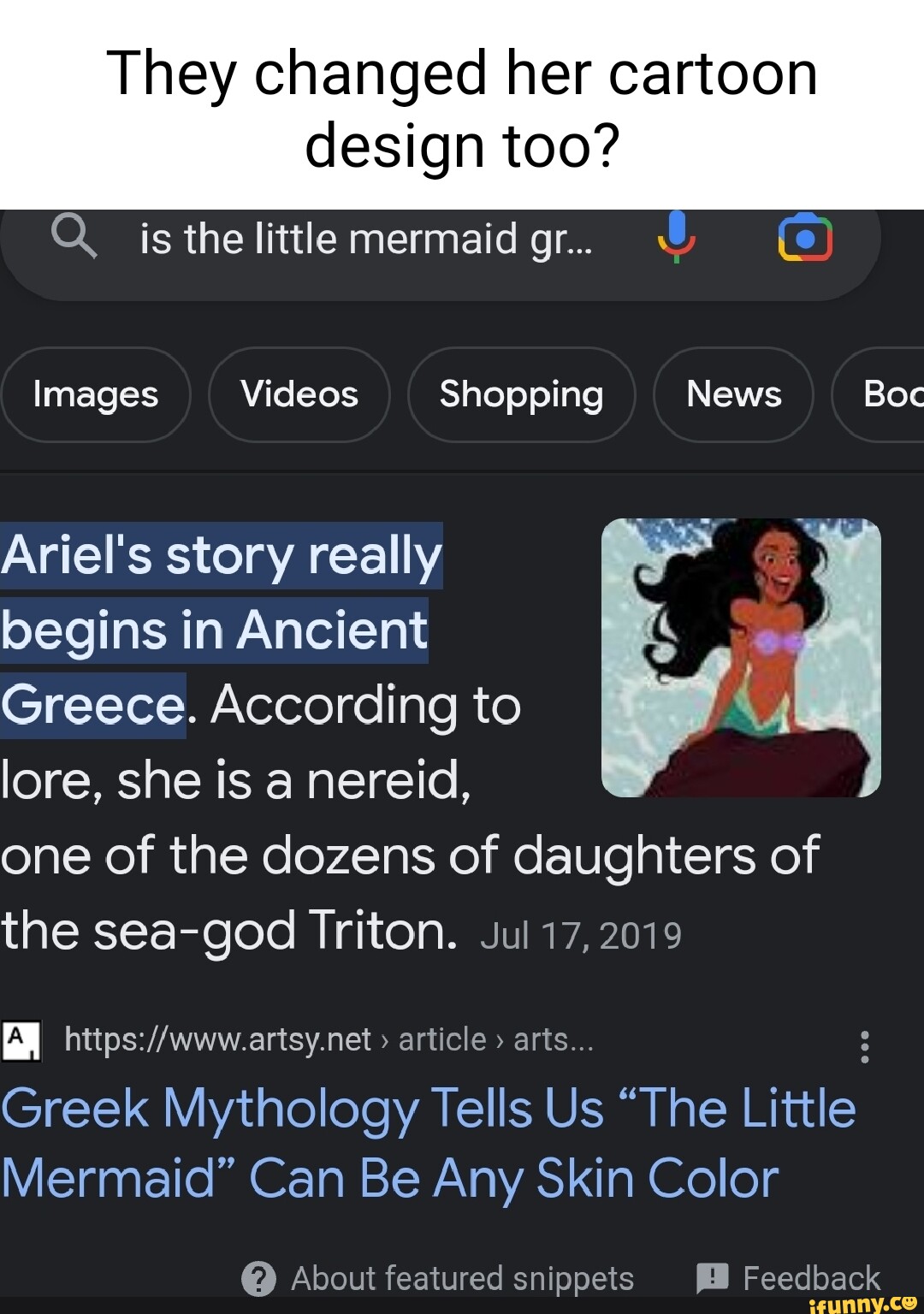 They changed her cartoon design too? Q. is the little mermaid gr ...