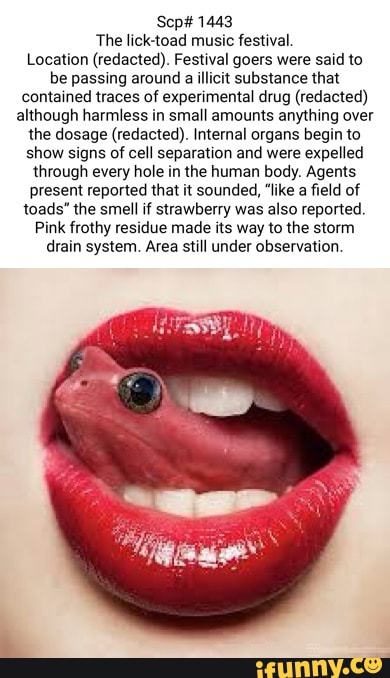 Scp# 1443 The lick toad music festival. Location (redacted). Festival ...