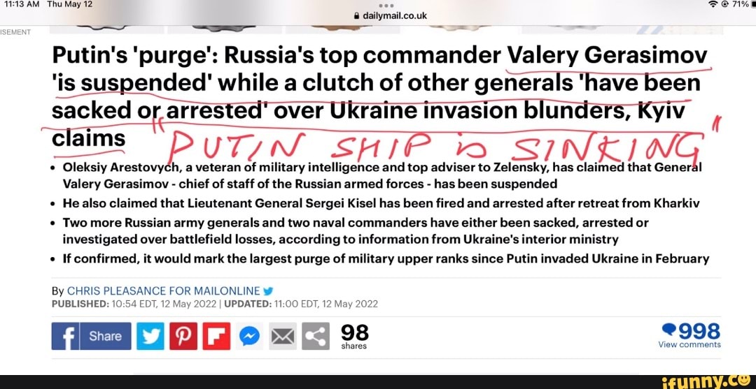 TE13 AM Thu May 12 @ dailymail.co.uk Putin's 'purge': Russia's top ...