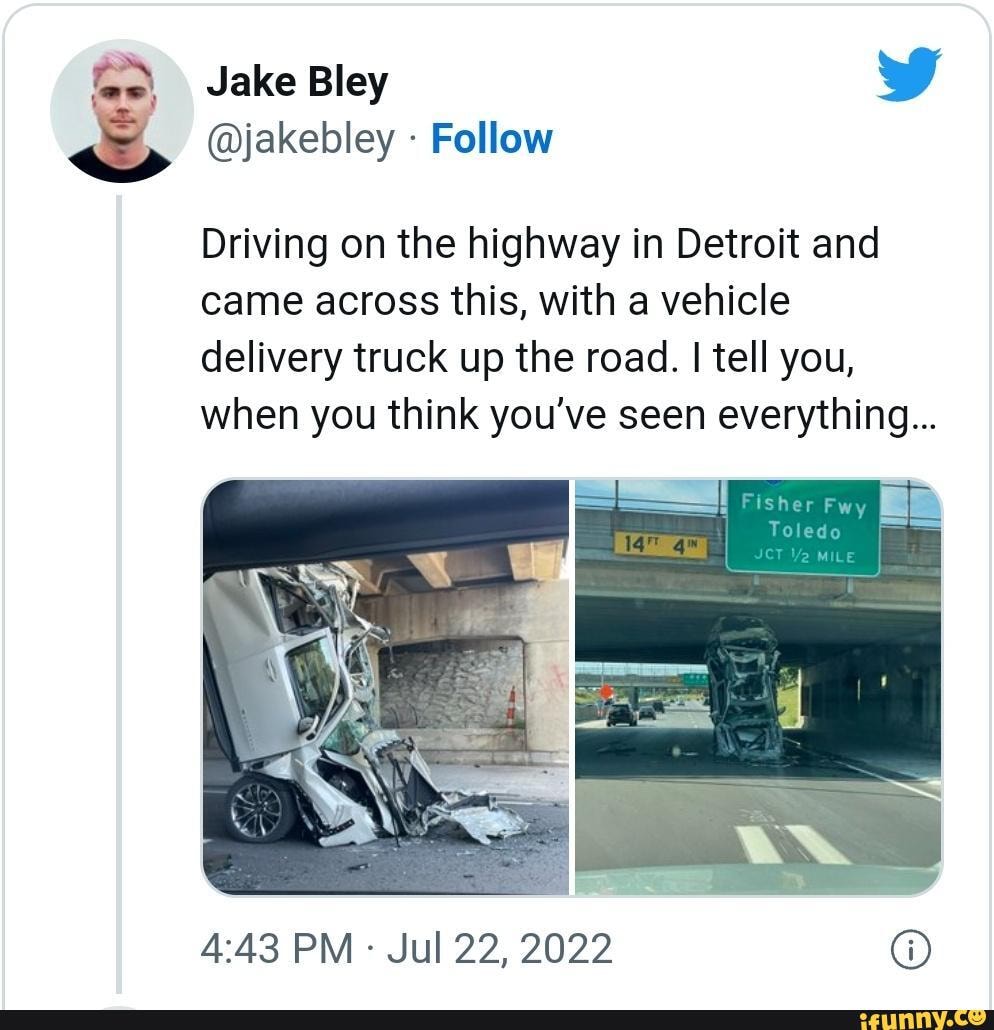 Jake Bley @jakebley - Follow Driving on the highway in Detroit and came ...