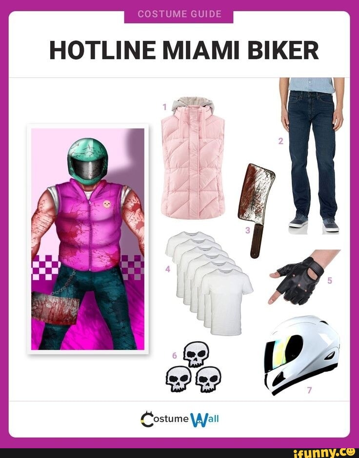 COSTUME GUIDE HOTLINE MIAMI BIKER - iFunny Brazil