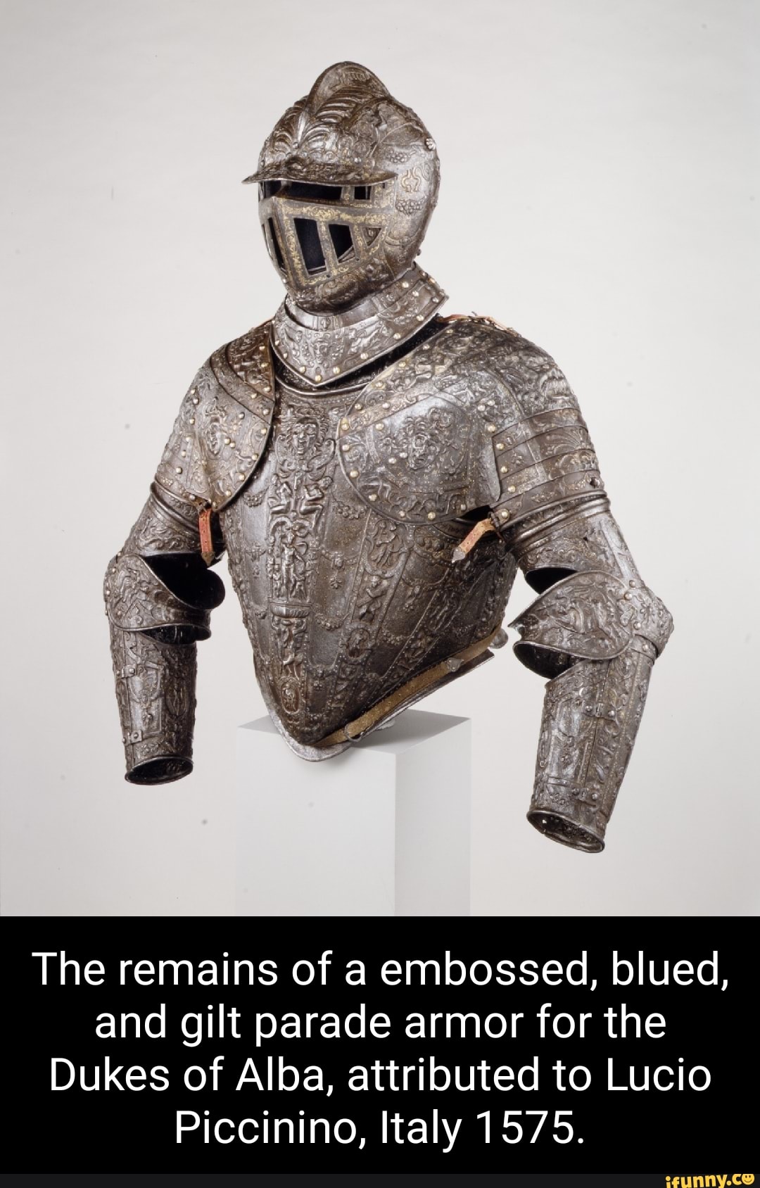 The remains of a embossed, blued, and gilt parade armor for the Dukes ...