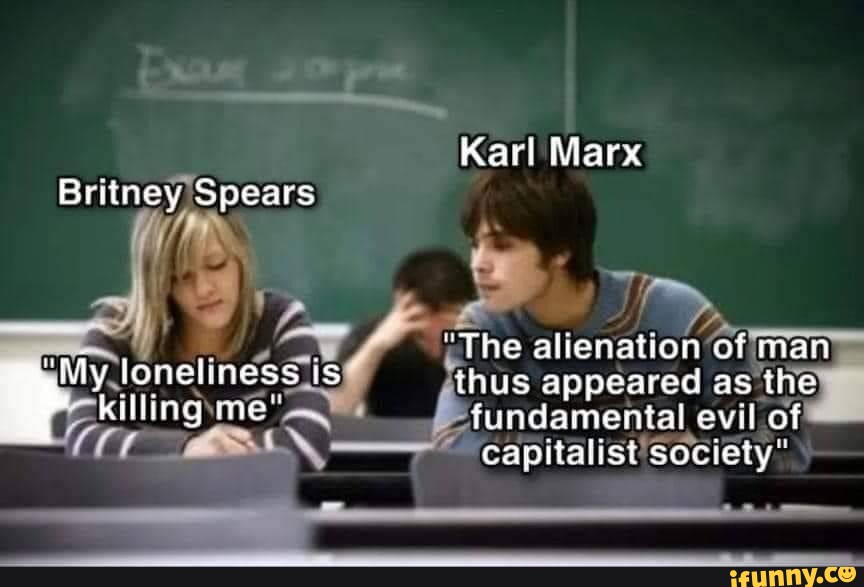 Karl Marx Britney Spears 'The alienation of man My loneliness Is thus ...