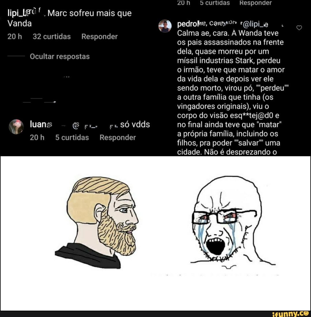 Lipi Marc sofreu mais que Vanda 32curtidas Responder Ocultar respostas ...