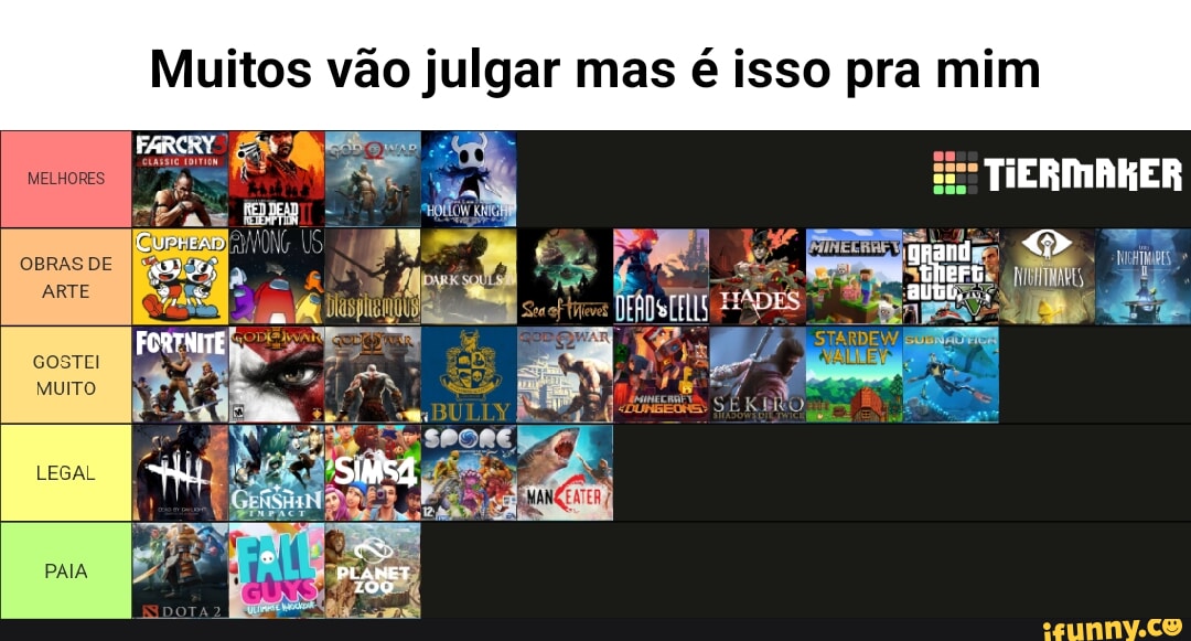 MELHORES GOSTEI MUITO Muitos vão julgar mas é isso pra mim TIERMAKER pi ...