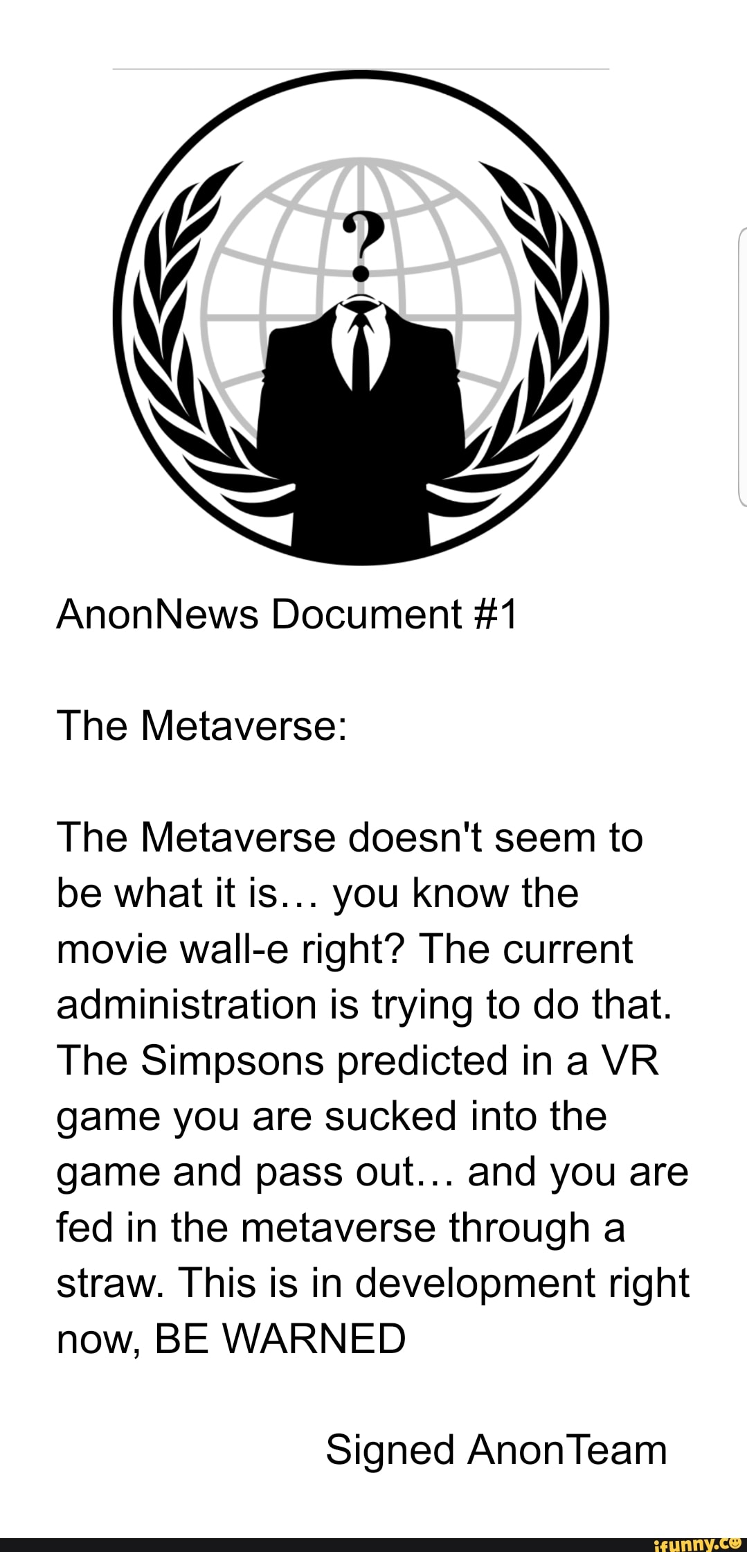 AnonNews Document #1 The Metaverse: The Metaverse doesn't seem to be ...