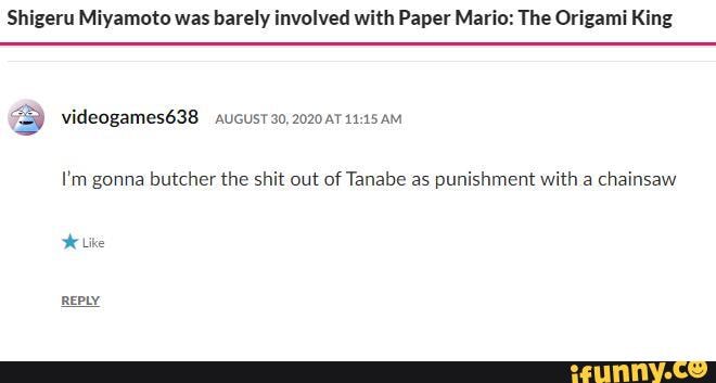 Shigeru Miyamoto was barel wolved with Paper Mario: The Origami King ...