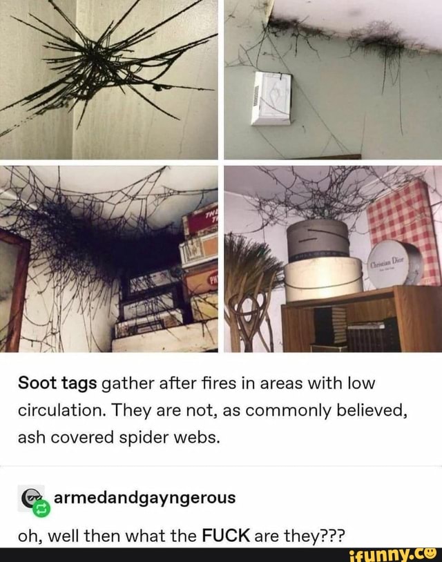 Soot tags gather after fires in areas with low circulation. They are ...