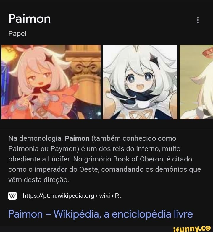 Paimon Papel Na demonologia, Paimon (também conhecido como Paimonia ou ...